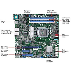 ASRock Rack E3C242D4U LGA1151/ Intel C242/ DDR4/ SATA3&USB3.0/ V&2GbE/ MicroATX Server Motherboard
