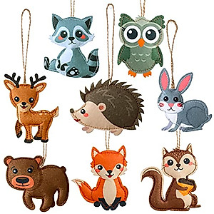 8 Pieces My Forest Friends Christmas Ornament Set Animals Craft Kit, Felt Woodland Decor Cute Animals Christmas Tree Decor for Home Party Decorations