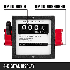 VEVOR Mechanical Fuel Meter 40 GPM Fuel Flow Meter 4-Digital Batch Display Fuel Transfer Meter 1 Inch Diesel Fuel Flow Meter All Fuel Transfer Pumps Gasoline Flow Meter