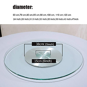 Kitchen Lazy Susan Turntable with Aluminum Base , Round Table Service Tray, Heavy Duty Non-Skid, Large Glass Turntable，Thick: 10mm