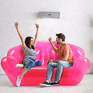 Kigley Inflatable Chair Blow up Couches Transparent Inflatable Sofa Seat Yard Patio Portable Inflatable Furniture Air Couch for Outdoor Indoor Camping Beach Room(66.14 x 39.37 x 37.4 Inch,Pink)