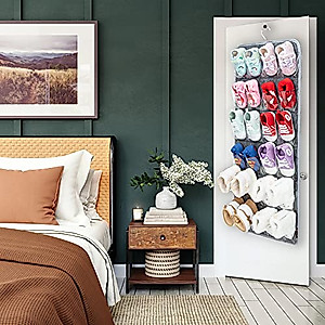 PACMAXI Over The Door Shoes Organizer for 12 Pairs of Baby Shoes Boys Girl, Hanging Baby Shoe Organizer with Hanger(Felt Material-Grey)