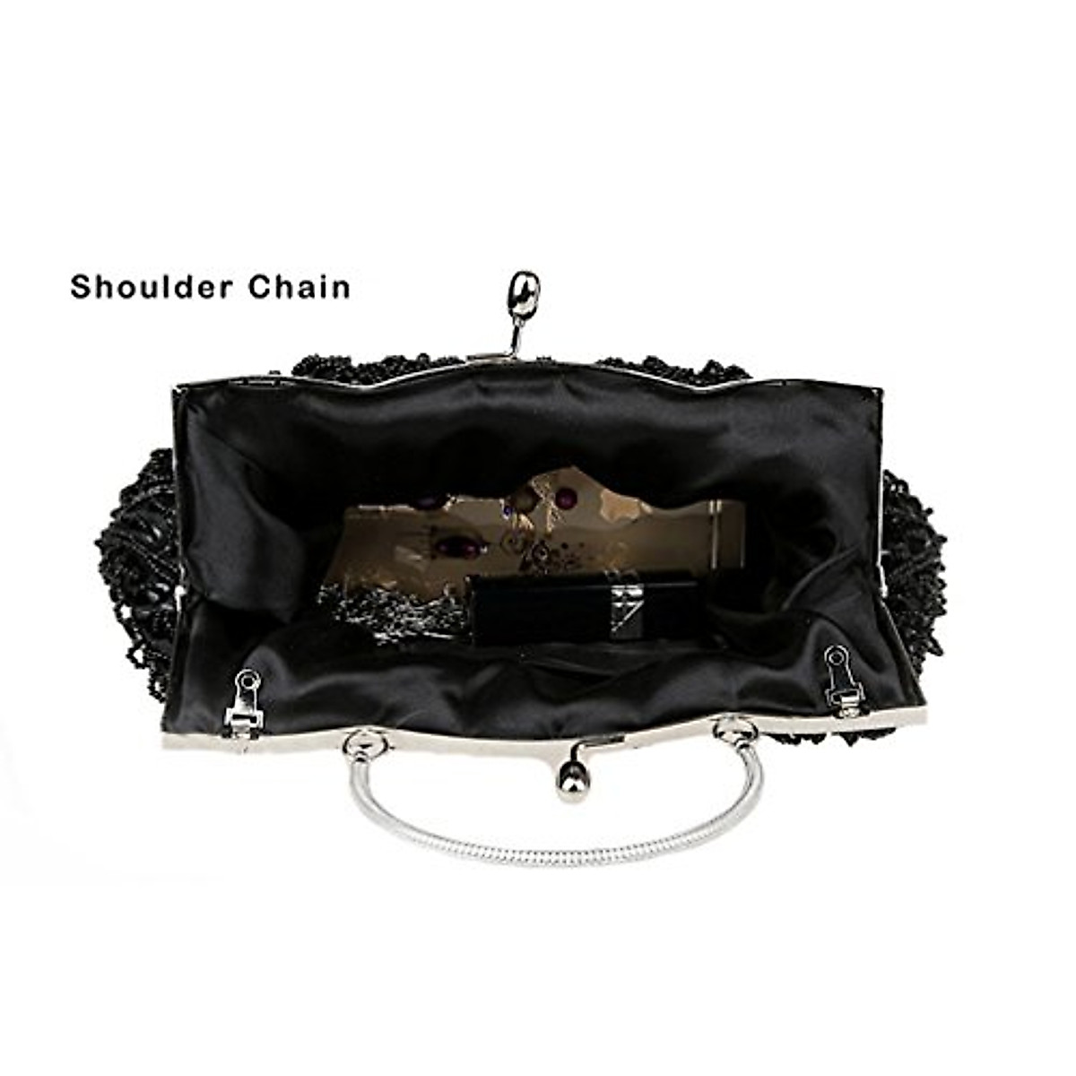 iToolai Satin Purse Evening Handbags Wedding Bag Beaded Sequins Clutch (Coffee)