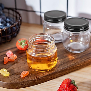 QAPPDA Mason Jars, Glass Jars With Lids 8 oz,Canning Jars For Pickles And Kitchen Storage,Wide Mouth Spice Jars With Black Lids For Honey,Caviar,Herb,Jelly,Jams,Set of 30