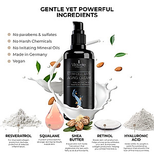 VITAVELLE Stem Cell Face Cream - Hyaluronic Acid, Shea Butter & Jojoba - Anti-Wrinkle, Hydrating Moisturizer for Smooth Skin