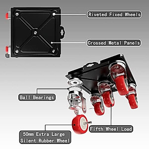 【Upgrade Large】 Furniture Dolly,Furniture Movers with 5 Wheels,Carbon Steel Panel Heavy Duty Dolly,Furniture Lifter with 5 360° Rotatable Rubber Universal Wheels,Maximum Load 3747LBS