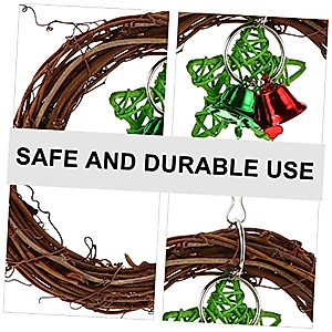 Budgie 3pcs with Branch Natural Supplies Toy Jingle Budgie Macaw Vine Wreath Swing Climbing Chewing Rattan Balls for Parakeet Hoop Ring Bells Parrot Accessories Bird Cockatoo Cage