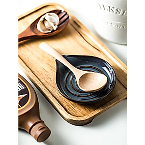 Cormomu Spoon Holder, Cooking Spoon Rest for Stove Top Utensil Rest for Spoons, Ladles, Tongs, Spatula, Large Spoon Holder with Handle for Easy Grip Framhouse Decor Cute Kitchen Gadget, Gray and Blue