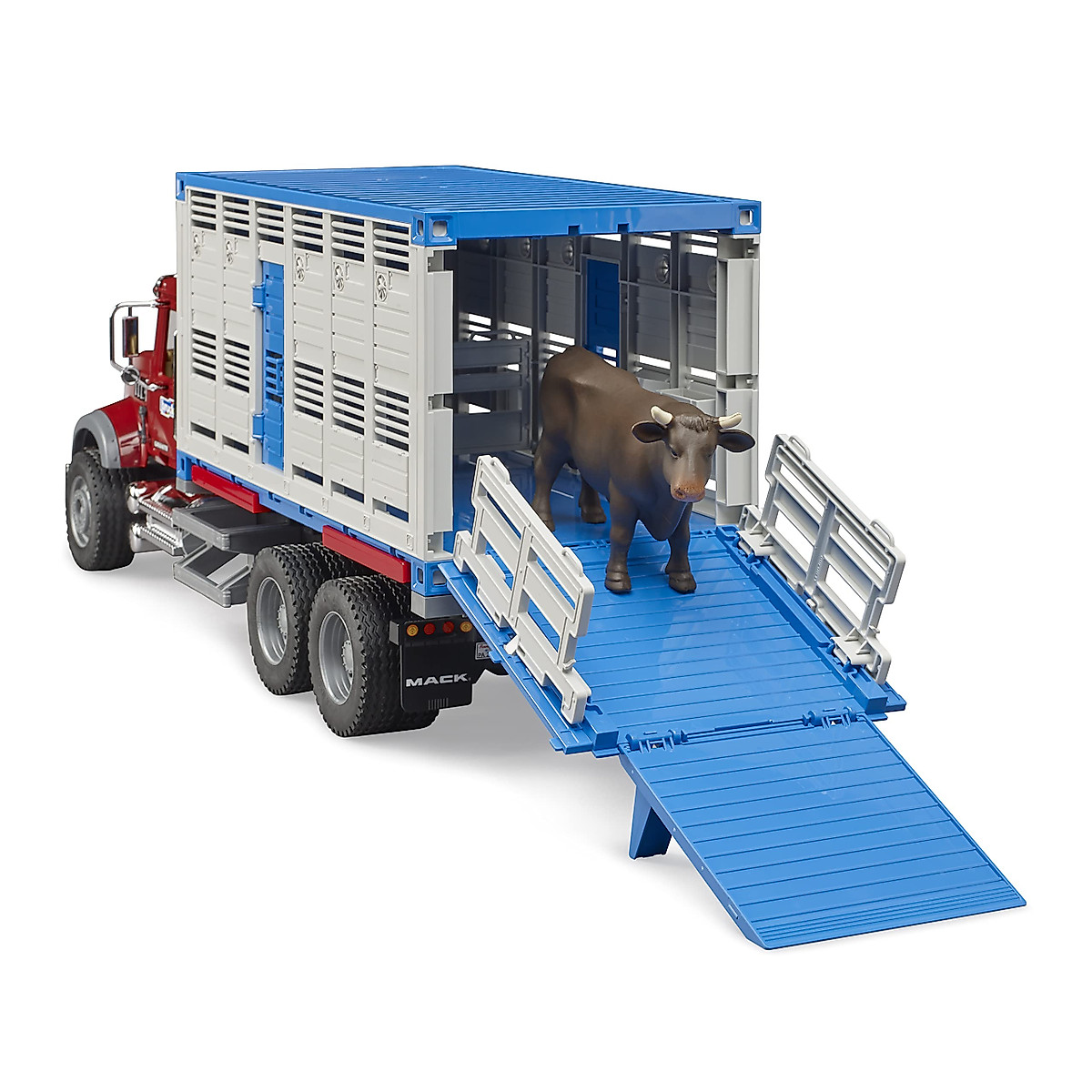 Bruder 02830 Mack Granite Cattle Transportation Truck with 1 Cattle
