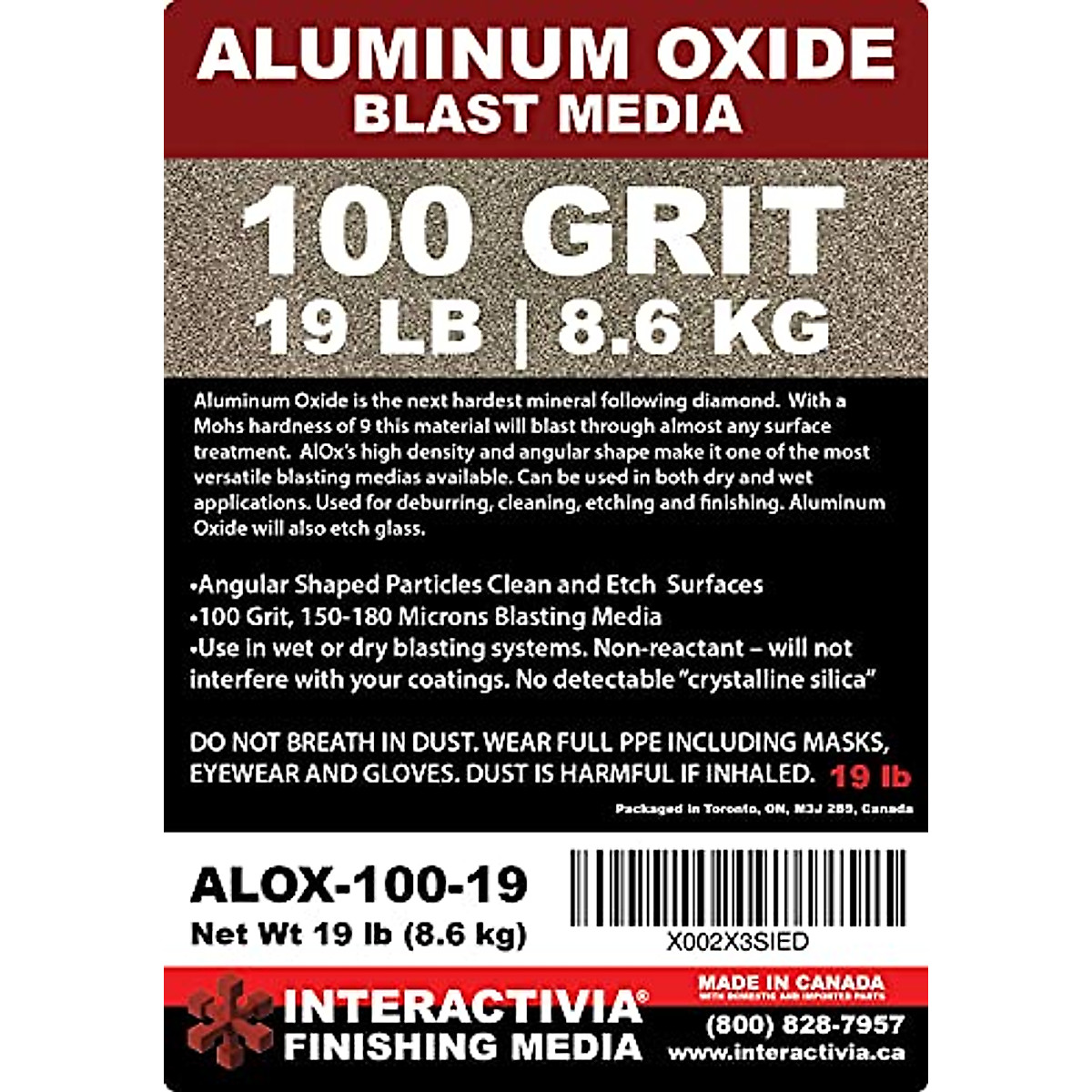 #100 Aluminum Oxide - 19 LBS - Medium Sand Blasting Abrasive Media for Blasting Cabinet and Blasting Guns.