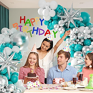 125pcs Teal Silver White Balloon Garland Arch Kit, White Metallic Silver Teal Balloons for Wedding Engagement Anniversary Bridal Shower Baby Shower Birthday Party Decorations