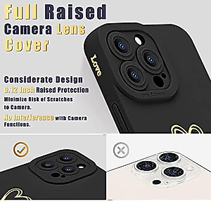 Teageo Compatible with iPhone 12 Pro Max Case 6.7 inch for Women Girls, Cute Luxury Heart [Soft Anti-Scratch Full Camera Lens Protective Cover] Silicone Girly Phone Case for iPhone 12 Pro Max-Black