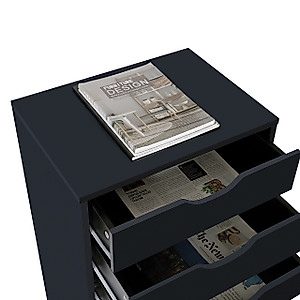 Naomi Home 9 Drawer Dresser for Bedroom, Stylish Tall Makeup Dressers, Storage Shelves, Small Dresser for Closet with 200 lbs Capacity - Black