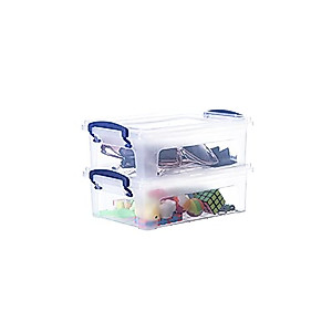 Superio Clear Storage Bins with Lids, Stackable Storage Box with Latches and Handles, Extra Small, 2 Pack 2 Quart