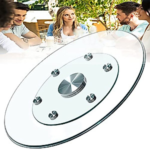 Glass Lazy Susan Turntable, with Silent Smooth Aluminum Alloy Bearing, Diameter is 30 Inches, Round Tabletop Rotating Serving Tray, for Kitchen Dining, Parties, Wedding