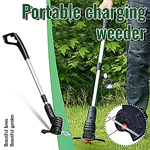 HEITIGN Electric Hand Held Grass Shear Hedge Trimmer One Hand Adjustable Electric Grass Trimmer Handheld Garden Grass Trimmer Cordless Lawn Trimmer 50 Minutes Running Time for Garden Tool (US Plug)