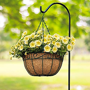 Amagabeli 4 Pack Hanging Plant Planter Baskets 10 Inch with Coco Coir Liner Round Metal Wire Plant Holder with Chain Porch Decor Flower Pots Hanger Garden Decoration Indoor Outdoor Green BG401