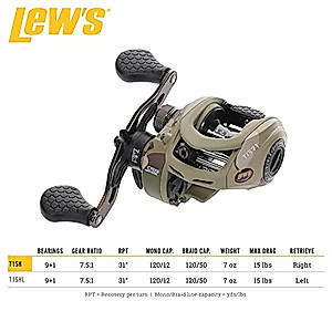 Lew's American Hero Tier 1 Casting Reel, 9+1 Stainless Steel Ball Bearings, 7.5:1 Gear Ratio, Right-Hand Retrieve, Multicam