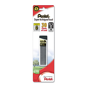Pentel® Hi-Polymer Lead Refills, 0.5 mm, HB Hardness, Tube Of 30 Refills