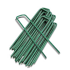 Yeasing Garden Pegs Pins Ground Stakes Staples Spikes U Shaped Landscape Securing Nail Pin Lawn Fabric Netting Matting 6Inch 20PCS
