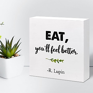 z-crange Eat You'll Feel Better Wood Block Sign Desk Decor,Rustic Inspirational Wooden Box Plaque Sign Desk Decor for Home Kitchen Dining Room Restaurant Cafe Shelf Table Decor Decorations
