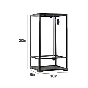 REPTI ZOO 3 in 1 Reptile Tall Terrarium, 16"x16"x30" Rainforest Habitat Double Hinge Door with Screen Ventilation Reptile Terrarium