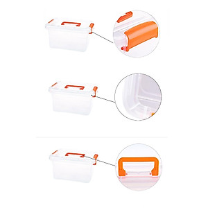 Pssopp Transparent Storage Box, Multipurpose Stackable Craft Storage Box with Carry Handle for Sewing Art Craft Jewelry (Small)