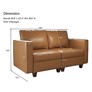 EASE MOOSE Modular Sectional Loveseat Sofa Couch with Storage Seats, 2 Seat Faux Leather Convertible Modular Sofa Love Seats for Small Spaces