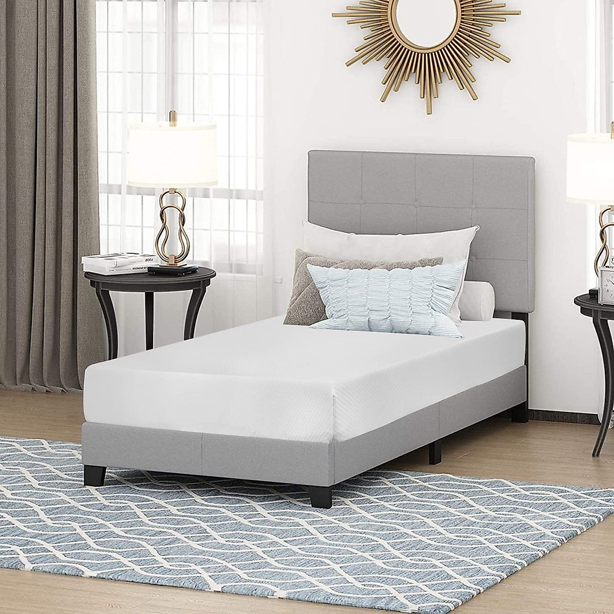 CL.HPAHKL 8 inch Gel Memory Foam Mattress Comfort Twin Mattress Medium Firm Mattresses Bed-in-a-Box CertiPUR-US Certified for Cool Sleep & Pressure Relief, White