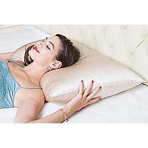 BlueHills Luxury Silk Pillowcase Gift Set - 100% Pure Mulberry Natural Soft Both Sides Silk Pillowcase 2 Pack for Hair and Skin & 1 Pure Silk Eye Mask Gift Box 3 Piece Set Light Bronze King Size K015