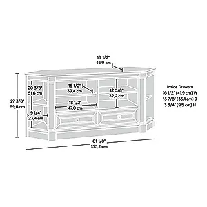 Sauder Palladia Corner Entertainment Credenza, for TVs up to 60", Split Oak Finish