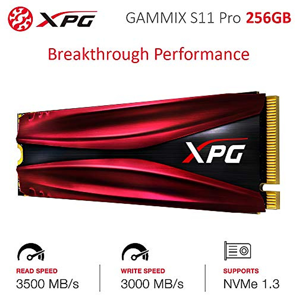 XPG GAMMIX 256GB S11 Pro 3D NAND PCIe NVMe Gen3x4 M.2 2280 SSD (AGAMMIXS11P-256GT-C)