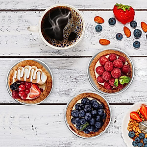 ZEAYEA 12 Pcs Pudding Cup Mold, Aluminum Individual Baking Cups Cupcake Mould, Reusable Chocolate Molten Pans Mold for Cupcake, Brownies, Souffle, Pie, Muffins