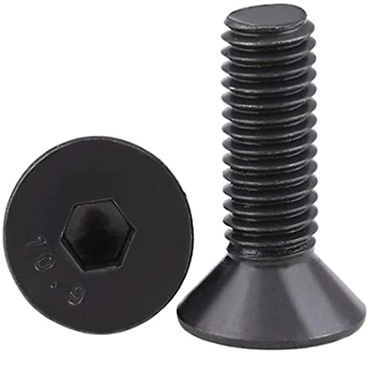 M8-1.25 x 12mm Flat Head Socket Cap Screws,Alloy Steel Grade 10.9, DIN 7991,Black Oxide, Allen Hex Drive,Hex Socket Drive, Fully Thread 50Pcs
