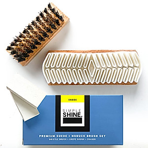Simple Shine. Suede Shoe Cleaner - Premium Suede Brush Nubuck Cleaner Crepe Brush and Suede Eraser Set | Suede Brush for uggs | Complete Shoe Cleaning Bristle Brushes Kit for Nap Care
