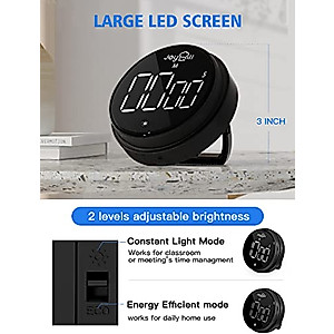 Revolutionary Digital Kitchen Timer: Large LED Display, 3 Volume Levels, Magnetic & Portable - Ideal for Cooking, Teaching, Fitness, & More!(Black)