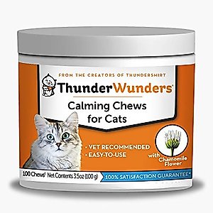 ThunderWunders Cat Calming Chews | Vet Recommended to Help Reduce Situational Anxiety | Great for Vet Visits, Travel, Separation Anxiety, Fireworks, Thunderstorms & More | 100 Count