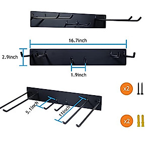 Tool Storage Rack Wall Mount , Garage Wall Mount, Heavy Duty Steel Hooks, Holds Garden Tools Rack ,Heavy Duty Storage Hooks (16.7")