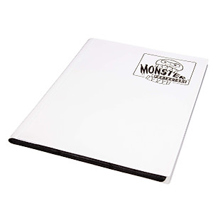 Monster 9 Pocket Trading Card Binder - Matte White Album, Anti-Theft & Anti-Drop TCG Protection w Side Loading Padded Pockets, Double Sided, Holds 360 Cards, For Sports, Gaming, Kpop, Christmas Gift