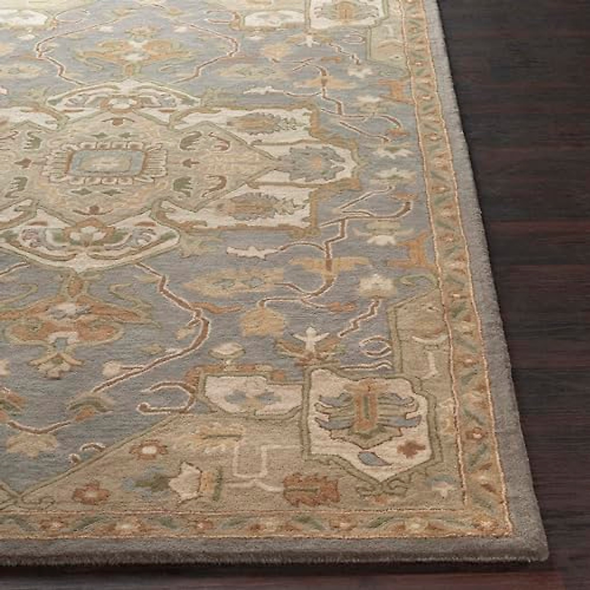 Mark&Day Wool Rugs, 8x10 Roblin Traditional Medium Gray Area Rug, Brown Blue Beige Carpet for Living Room, Bedroom or Kitchen (7'6" x 9'6")