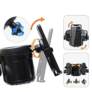 Cup Holders with Phone Holder for Walker, Stroller & Rollator - 2-in-1 Adjustable Water Bottle and Drink Cup Holder for Wheelchair, Mobility Scooter, Bike (3 in 1Cup Holder with Phone Holder)