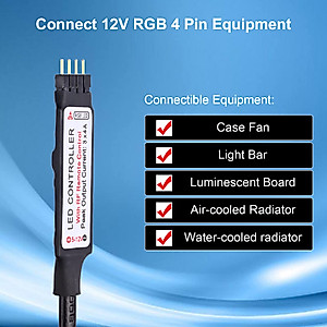 DS RGB Case Fans Controller Kit with 17Key Remote, Connect to DS RGB RAM Heatsink and DS PC RGB LED Strip (SATA Power Cable, O Series)