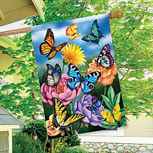 Butterflies in the Garden Spring House Flag 40" x 28" Briarwood Lane