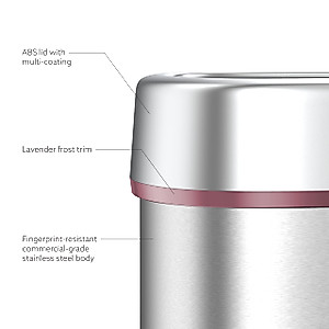 21 Gal / 80 Liter | Open Top Trash Can | Heavy Duty Stainless Steel by Qualia | for Commerical, Home and Office (Lavender Frost, 21 GAL / 80 L)