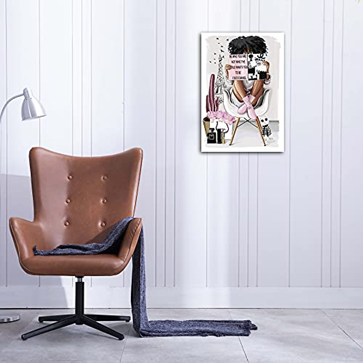 African American Wall Art Fashion Black Woman Queen Painting Home Decor For Bedroom Living Room Black Wall Art Woman Gifts Framed Ready To Hang12x16inch