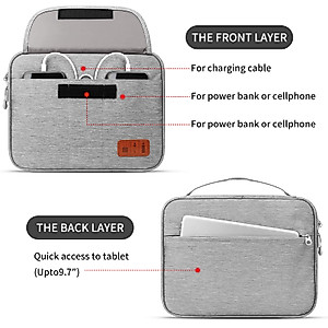 HOLIMET Cable Organiser Bag,Electronic Accessories Bag Double Layer for Travel Waterproof Cord Storage Organizer Bag for iPad, Kindle, Hard Drives, Cables, Chargers,Power Bank and More(Grey)