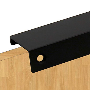 LC LICTOP 15cm/5.9" Black Aluminum Home Kitchen Cabinets Drawers Collection Long Center Finger Edge Pull Tab Handle(10Pcs)