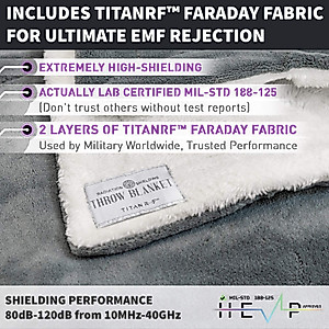 Mission Darkness TitanRF Radiation Shielding Throw Blanket - 50" x 60" (127cm x 152cm) Ultra-Soft Reversible Gray and White Design with EMF Radiation Protection - This is Not a Faraday Cage