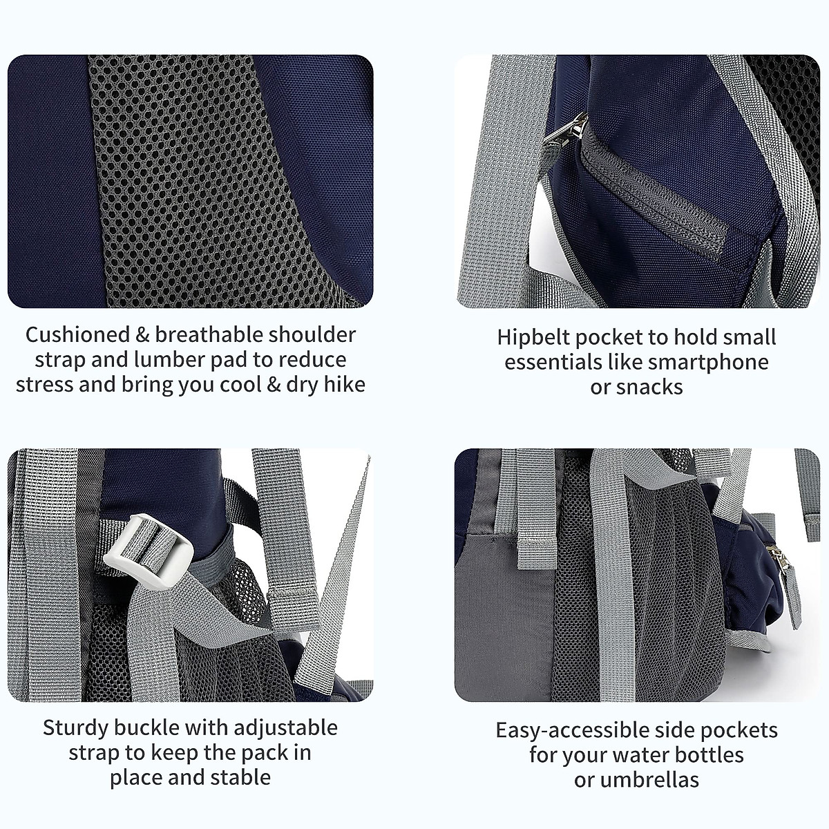 JEBATOXI 36L Waterproof Lightweight Hiking Backpack Daypack with Rain Cover for Backpacking Travel Climbing Camping Skiing