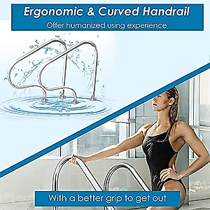 BTZHY Swimming Pool Handrails Easy-to-Install Handrails 304 Stainless Steel Reinforced Base Spas Stair Handrails for Garden Backyard Pools(1pcs)